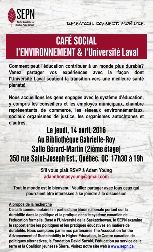 Cafe Laval - The Sustainability and Education Policy Network (SEPN)